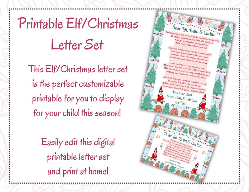 Printable, Editable Christmas Elf Letter Set, Hello Elf Letter, Good ...