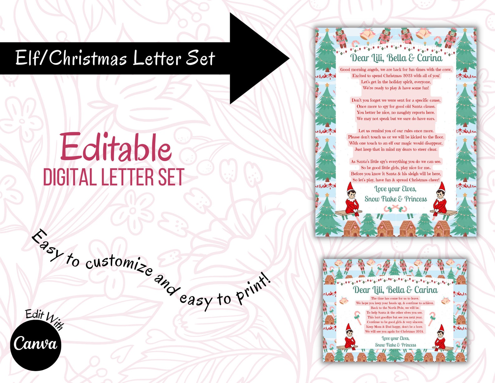 Printable, Editable Christmas Elf Letter Set, Hello Elf Letter, Good ...