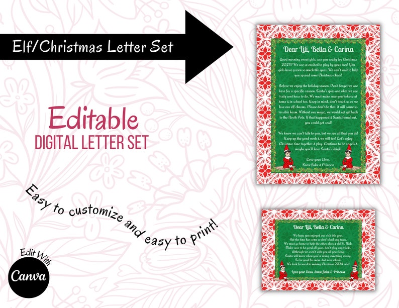 Printable, Editable Christmas Elf Letter Set, Hello Elf Letter, Good ...