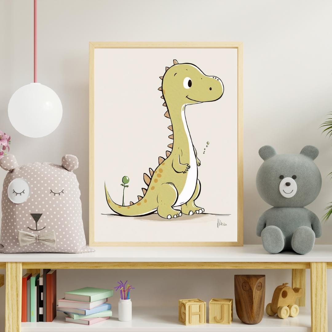 Cartoon Long Neck Dinosaur Digital Print - Etsy