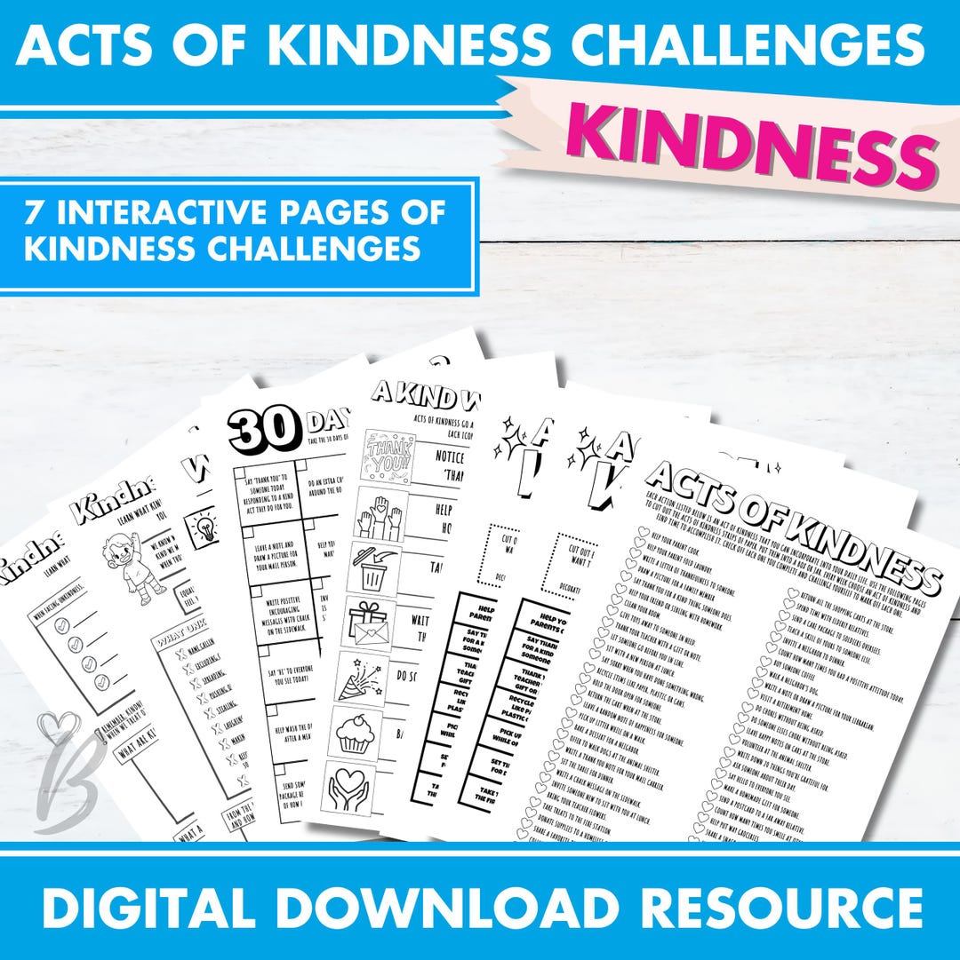 Acts of Kindness Challenges for Kids Families Teaching Kindness ...