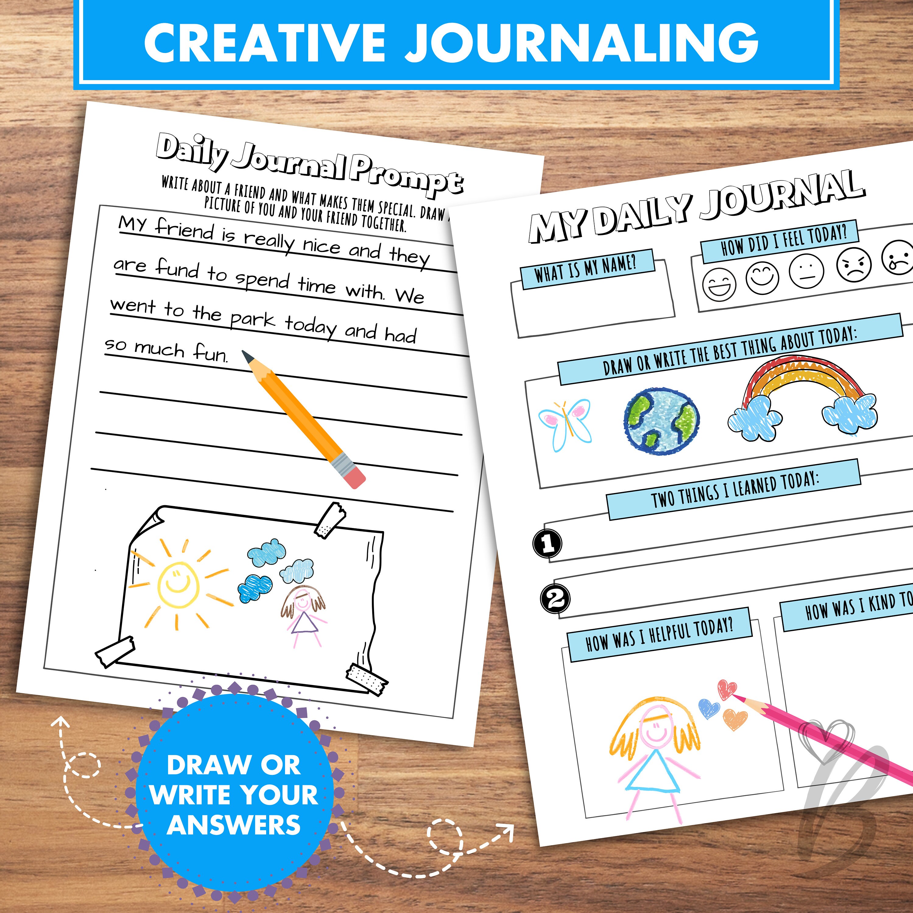Creative Kids Daily Journal Writing Prompts, Youth Journaling, Digital ...