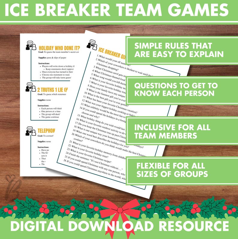 Christmas Team Games, Holiday Party Activities (printable Worksheets ...