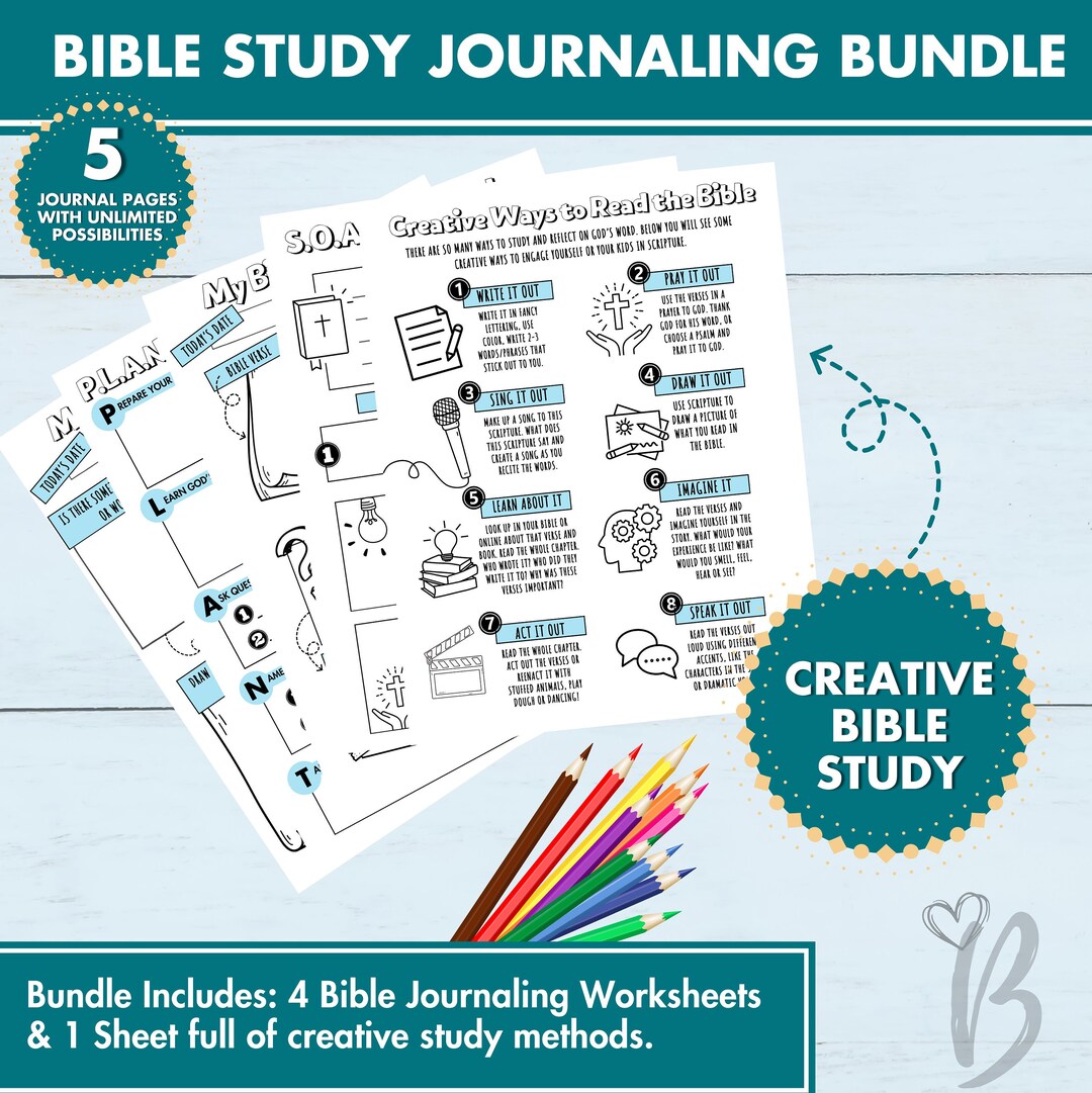 Kids Bible Journaling Bundle: Christian Coloring Sheets (digital ...