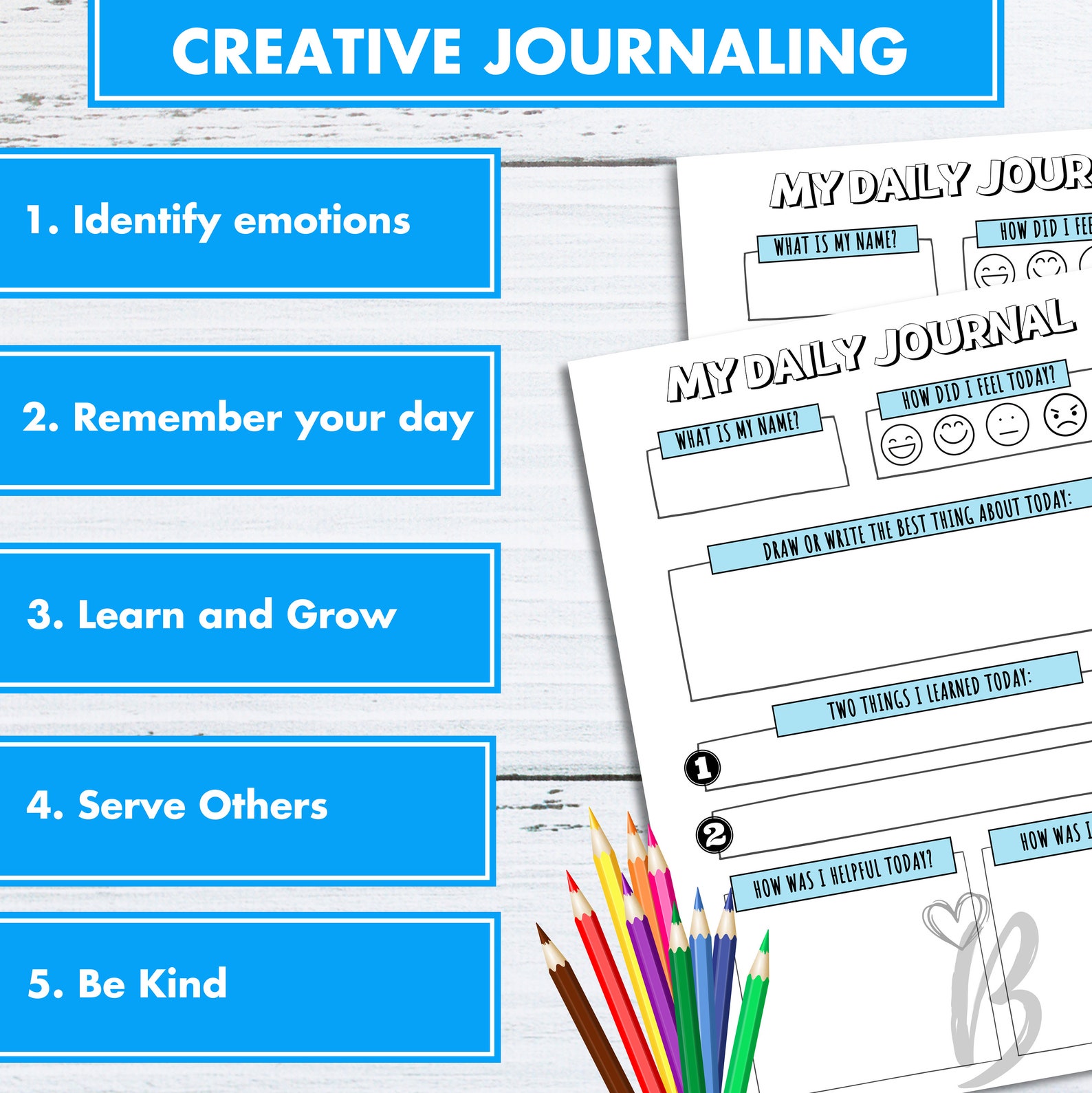 Kids Daily Journal Worksheet, Youth Journaling Page, Digital Bible ...