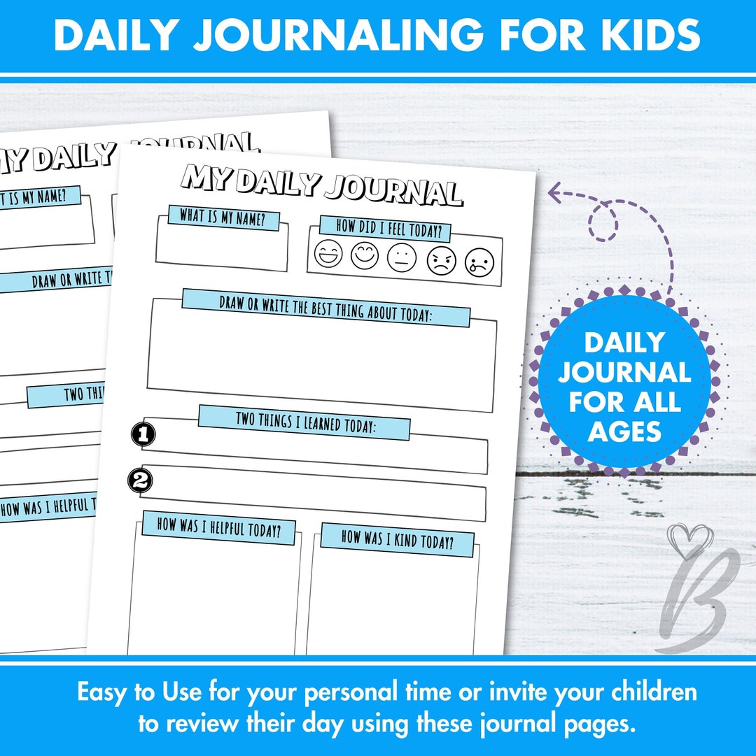 Kids Daily Journal Worksheet, Youth Journaling Page, Digital Bible ...