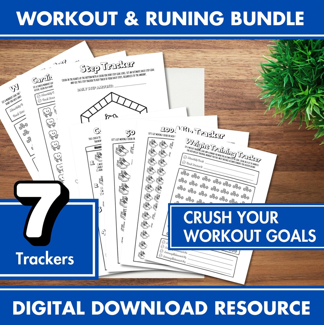 Workout Tracker Printable Bundle: Fitness & Weight Training Goals ...