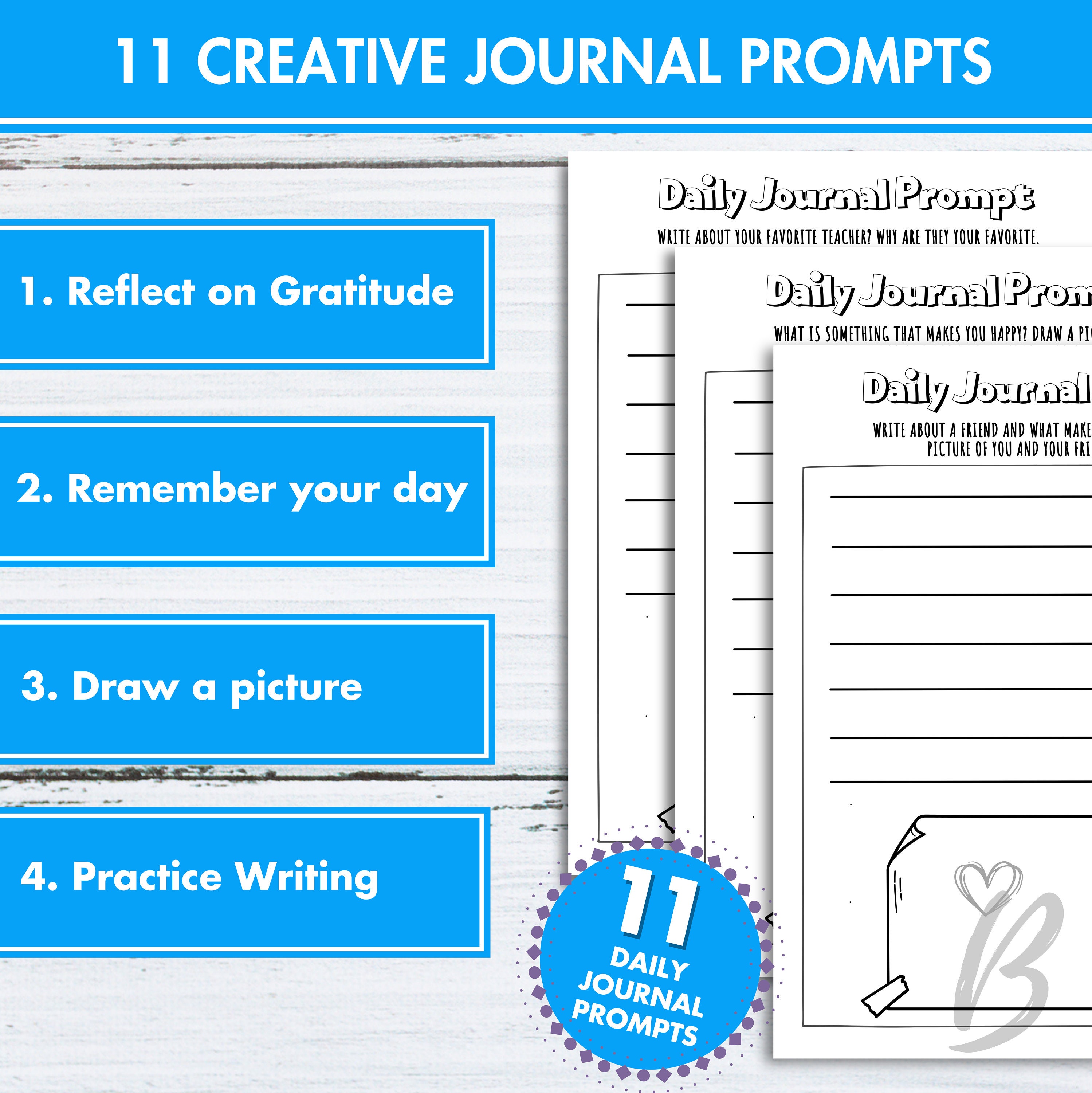 Creative Kids Daily Journal Writing Prompts, Youth Journaling, Digital ...