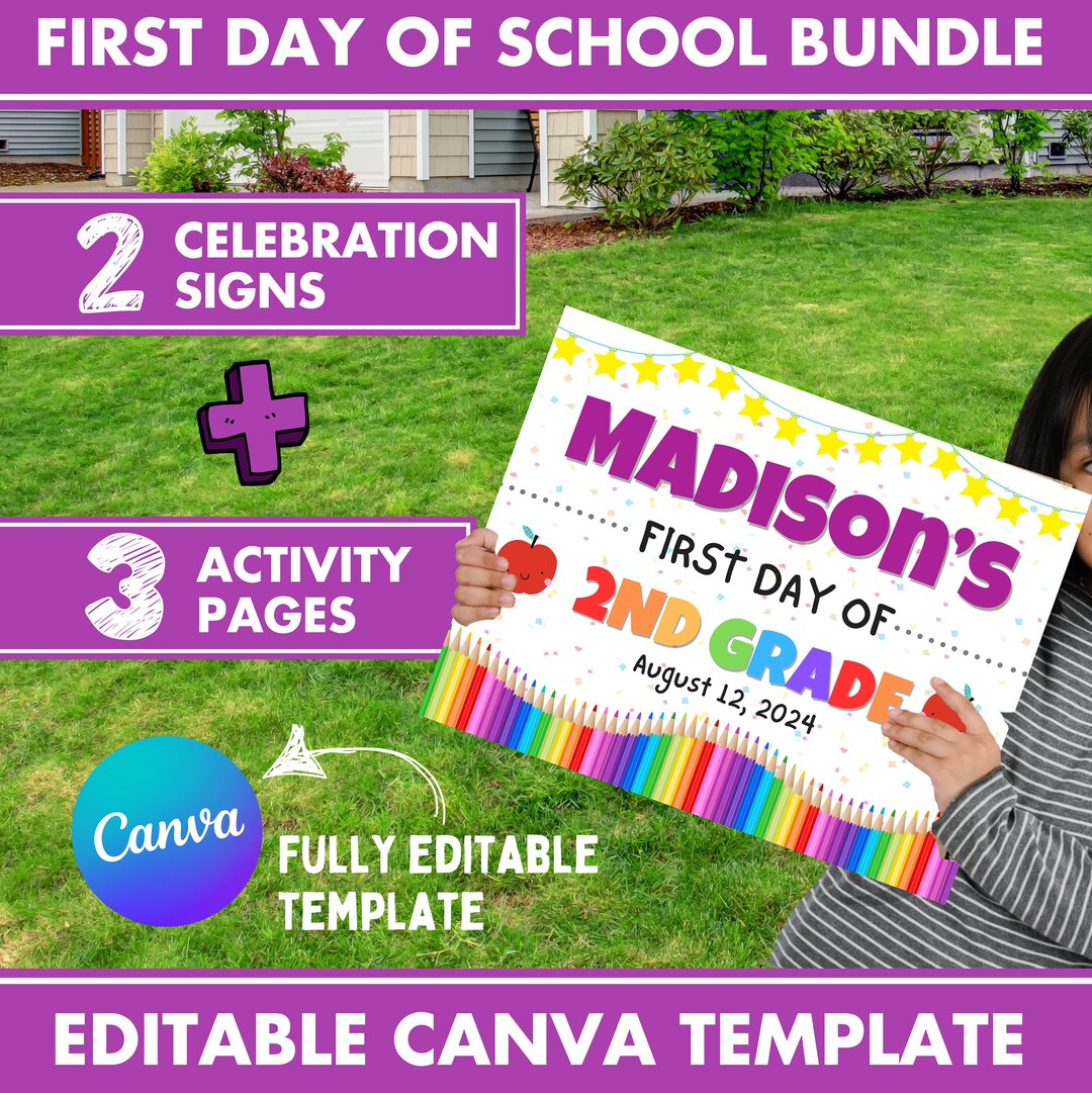 Editable First & Last Day of School Sign + Activity Pages (digital ...