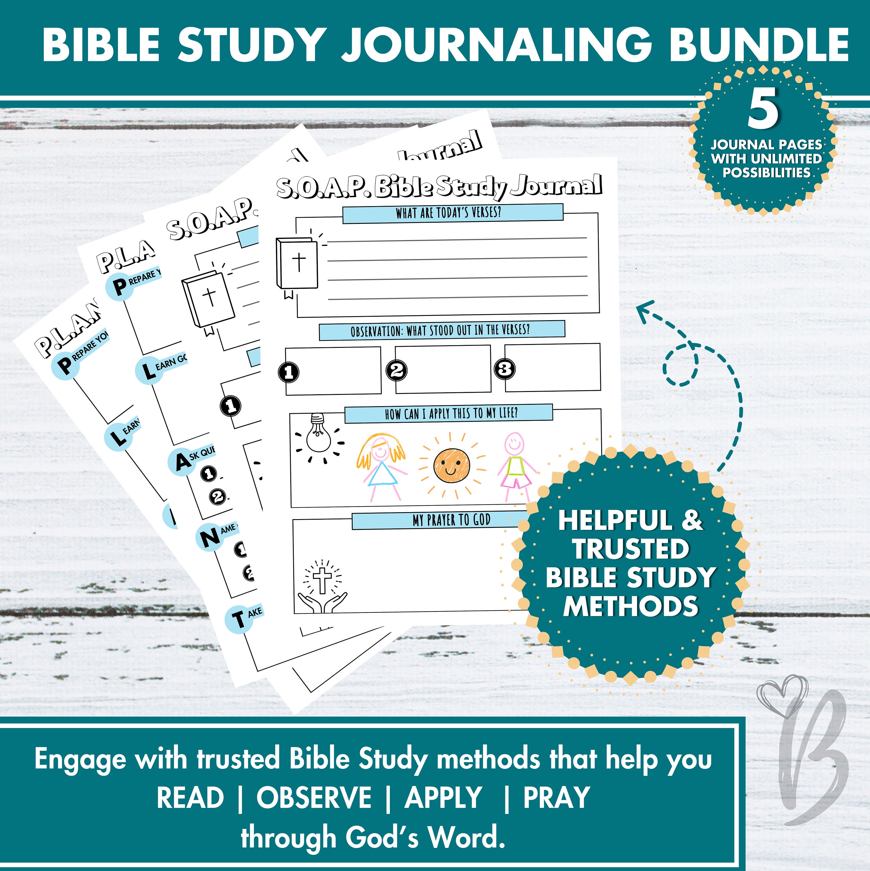 Kids Bible Journaling Bundle: Christian Coloring Sheets (digital ...
