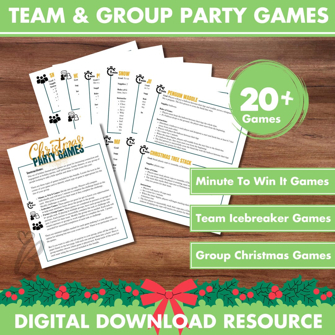 Christmas Team Games, Holiday Party Activities (printable Worksheets ...