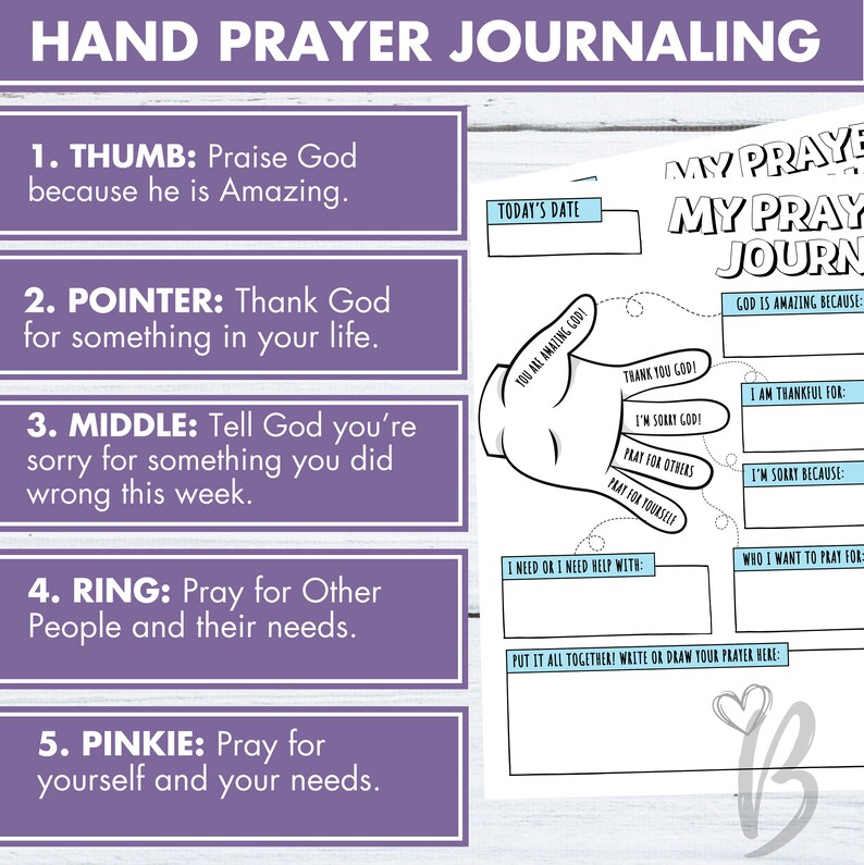 HAND Prayer Journal, Christian Coloring Sheets for Kids and Youth ...