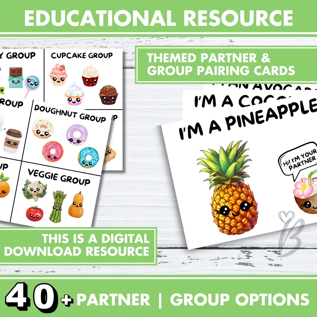 Classroom Student Partner Pair Cards, Small Group Random Pairing Cards ...