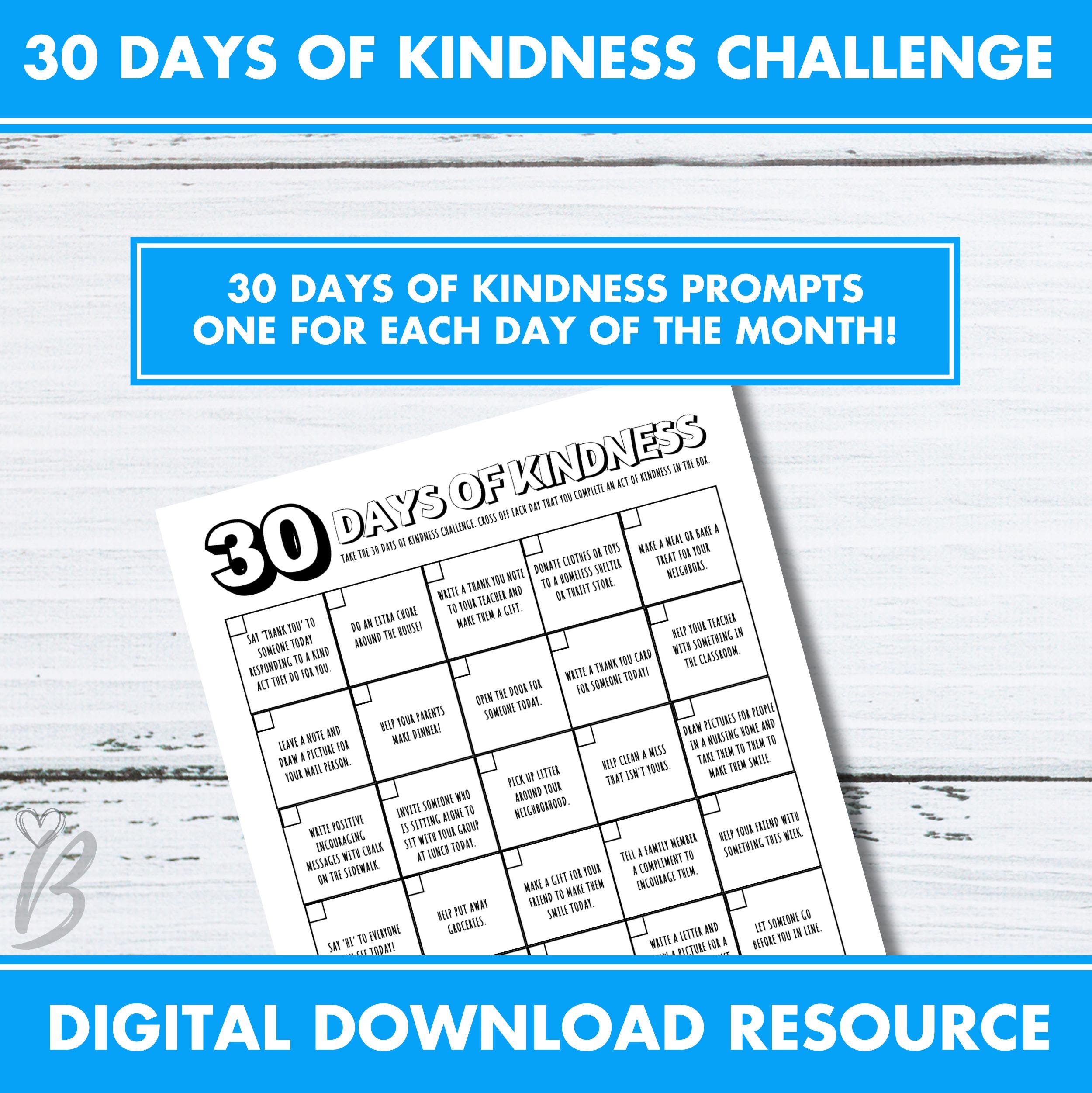 Kindness Challenge Worksheets: Classroom Learning Prompts (PDF) - Etsy
