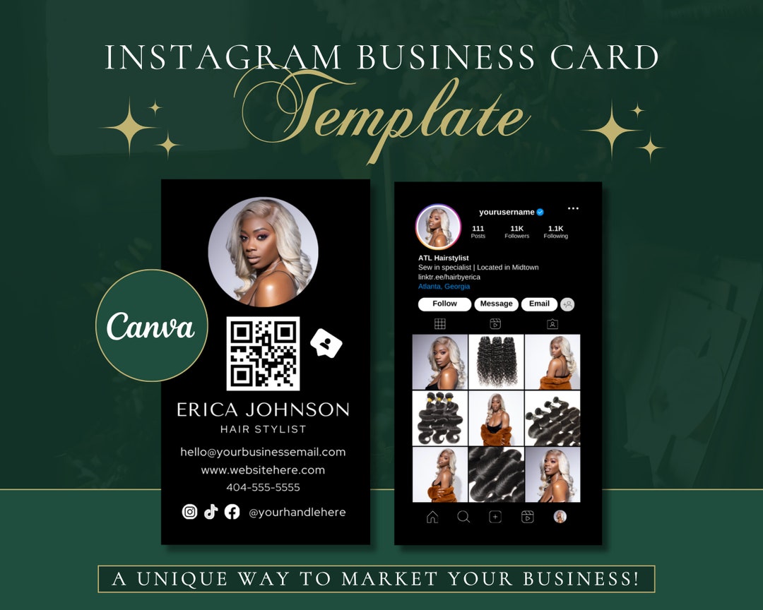Instagram Business Card, IG Business Card, QR Code Business Card, Canva ...