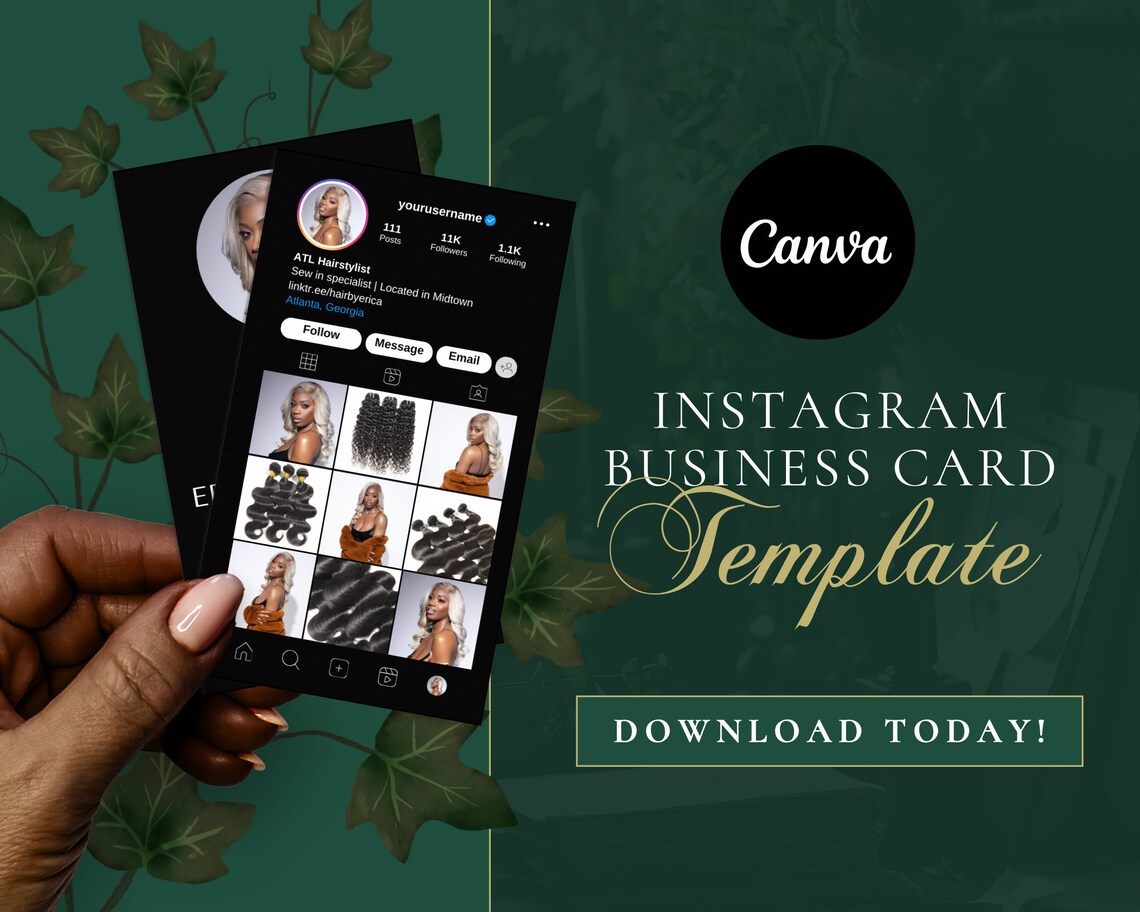 Instagram Business Card, IG Business Card, QR Code Business Card, Canva ...