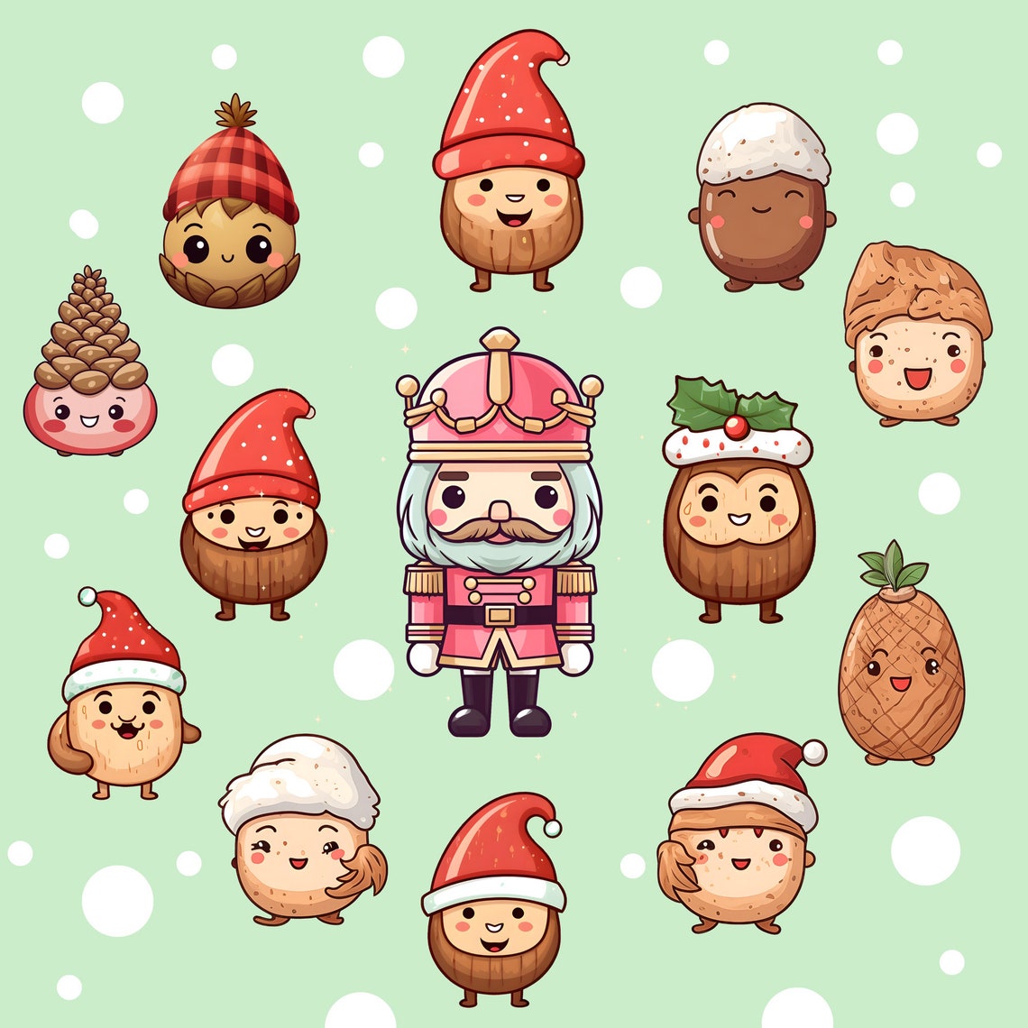 Kawaii Christmas! 101 Christmas Clip Art, Kawaii Clipart PNG Bundle ...