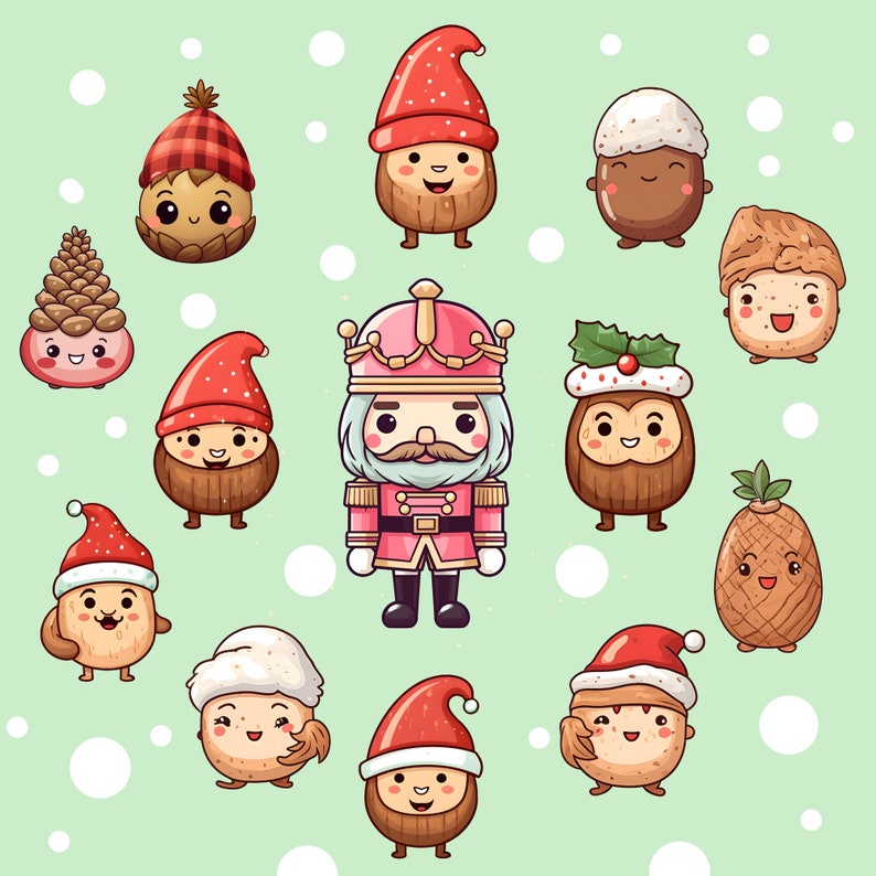 Kawaii Christmas! 101 Christmas Clip Art, Kawaii Clipart PNG Bundle ...