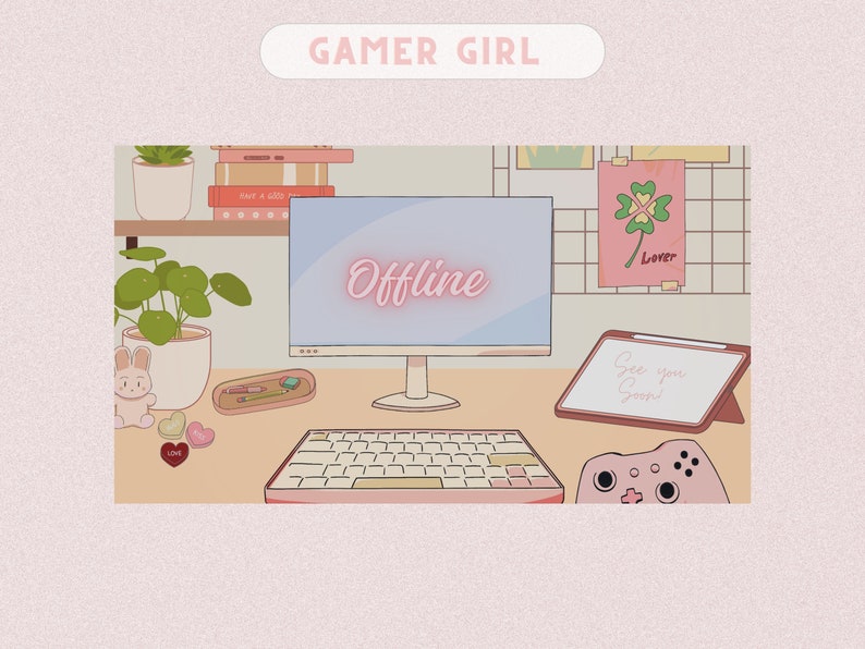 4 Animated Twitch Streaming Screens | Gamer Girl Desk | Twitch ...