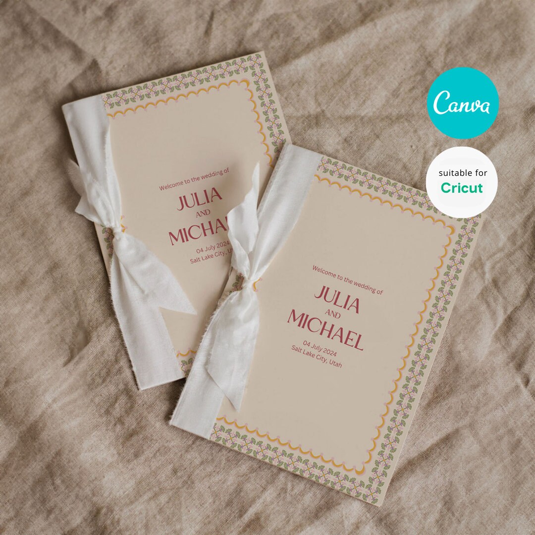 Wedding Program Brochure Tuscan Tile Collection INSTANT Download Canva ...