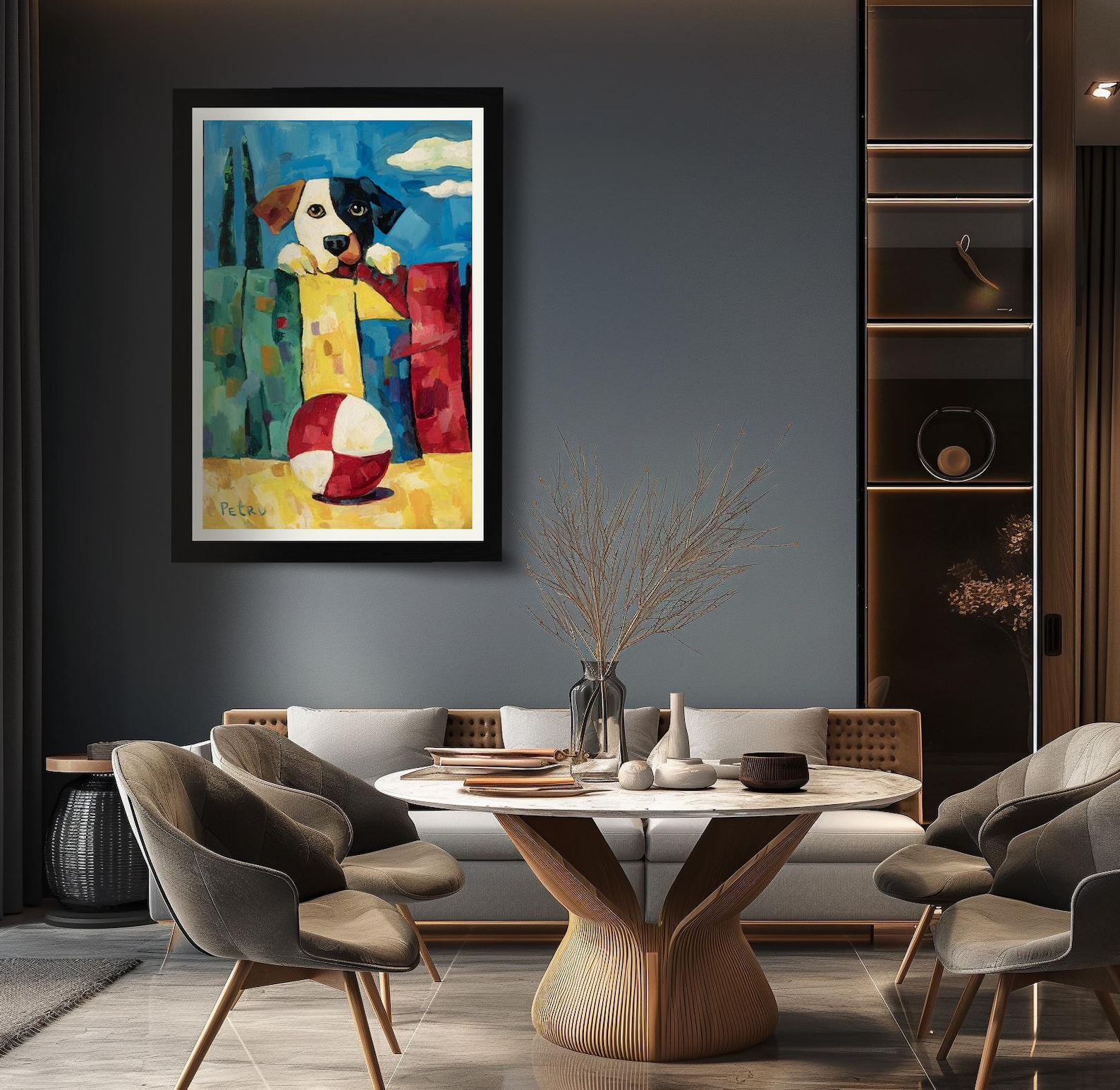 Dog and Ball Art Print, Expressionist Cubism, Modern Home Decor - Etsy