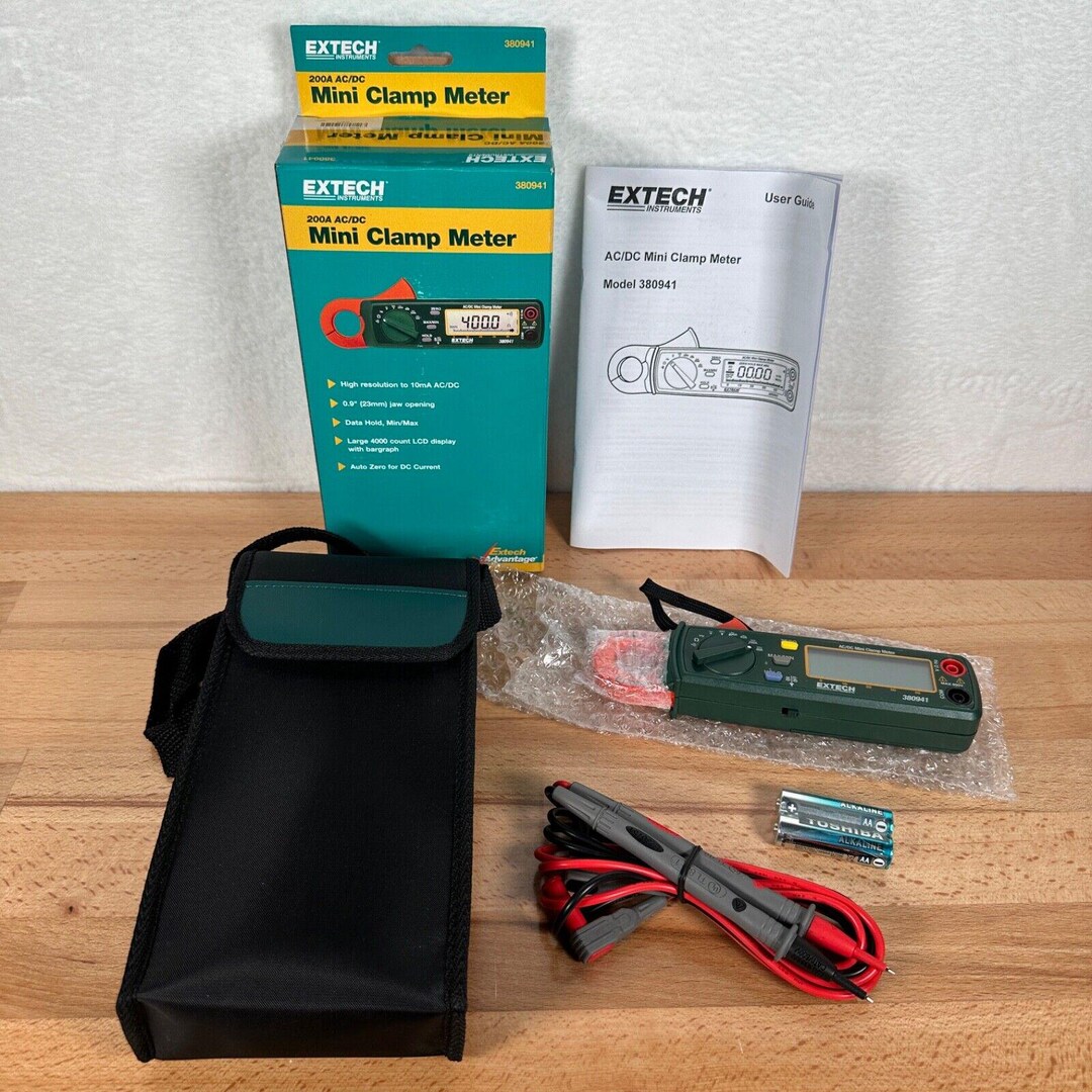 Extech 380941 High Resolution Mini 200A AC/DC Clamp Meter Brand New ...