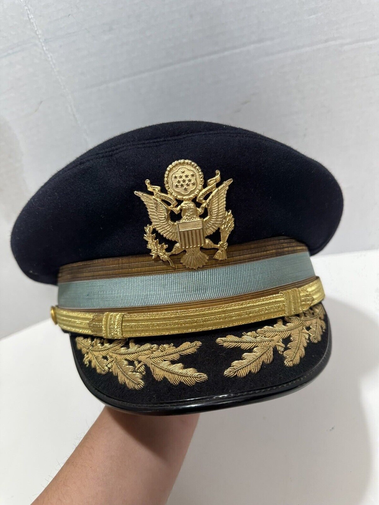 WWII Louisville Cap Top Rank US Officer Army Infantry Cap Black Blue ...