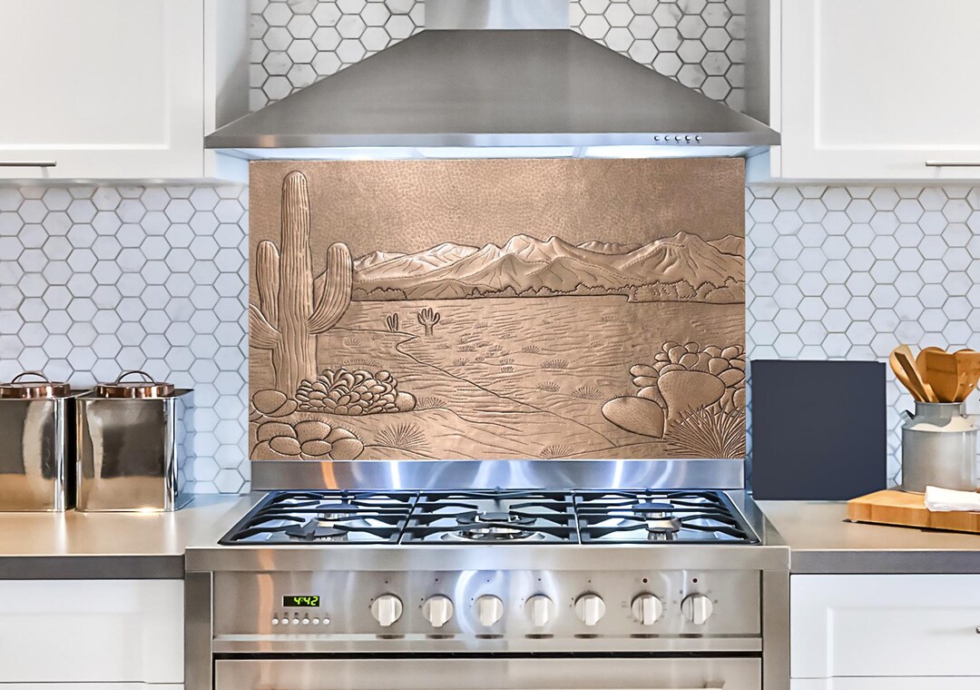 Handmade Arizona Desert Copper Wall Art - Rustic Hammered Metal Panel ...