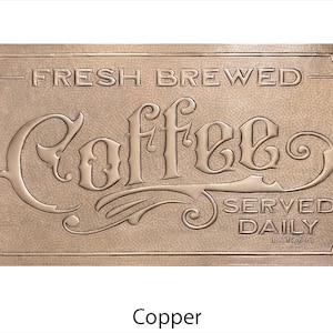 Blue Patina Copper Coffee Sign: Hand Hammered Rustic Kitchen Decor - Etsy
