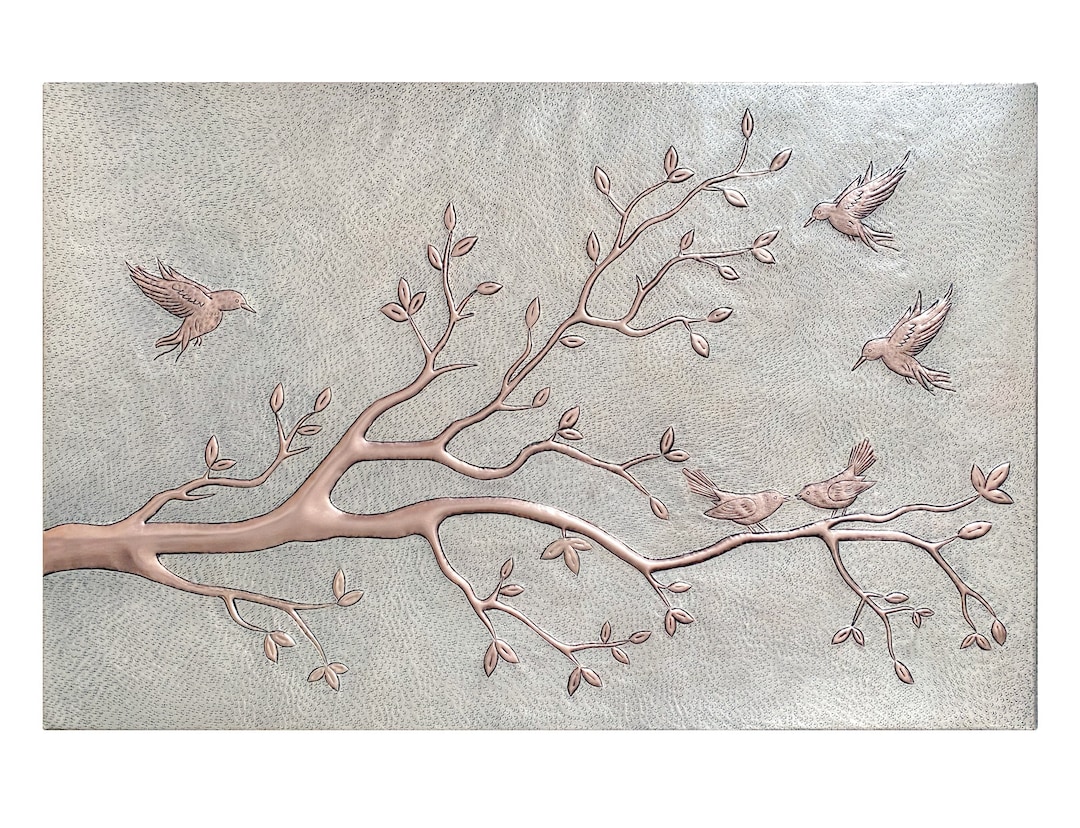 Handmade Copper Tile Mural: Hummingbirds & Tree Branch Wall Decor - Etsy