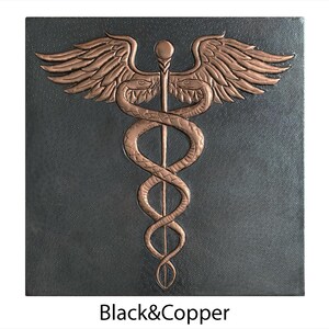 Caduceus Medical Symbol Wall Art - Hammered Copper | Healthcare Decor ...
