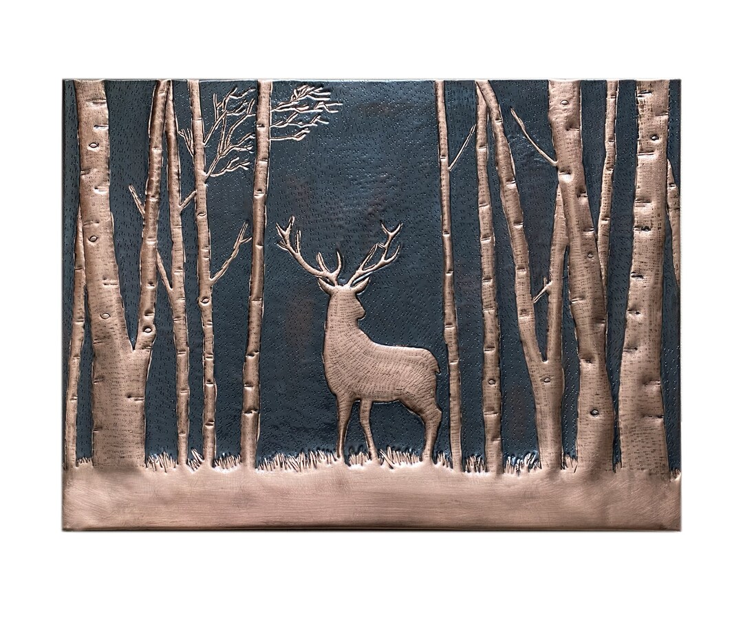 Hammered Copper Deer Wall Art: Rustic Tree Design, Handcrafted - Etsy