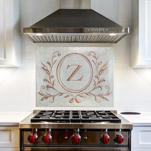 Custom Monogram Wall Art - Hammered Copper With Decorative Leaf Design ...