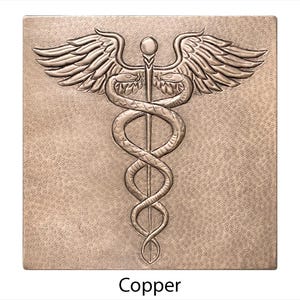 Caduceus Medical Symbol Wall Art - Hammered Copper | Healthcare Decor ...