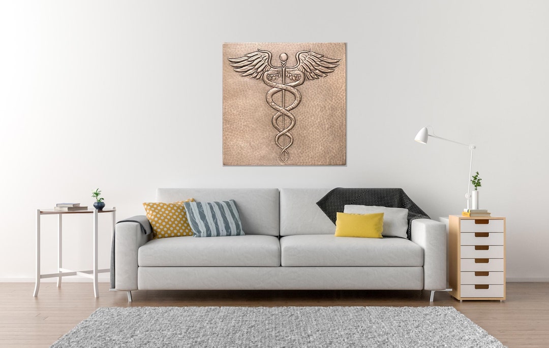 Copper Caduceus Wall Art, Medical Symbol Decor, Handmade Copper Artwork ...