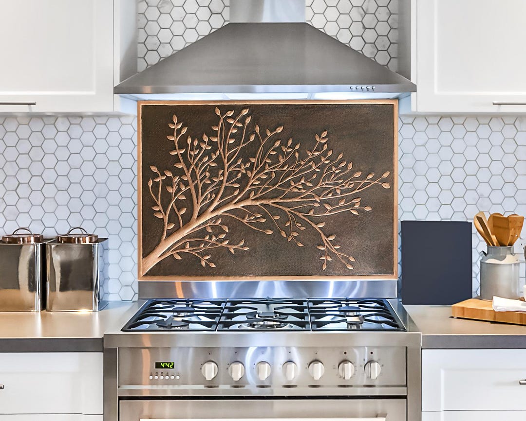 Copper Tree Wall Art - Hammered Metal Branch Decor - Brown Patina ...