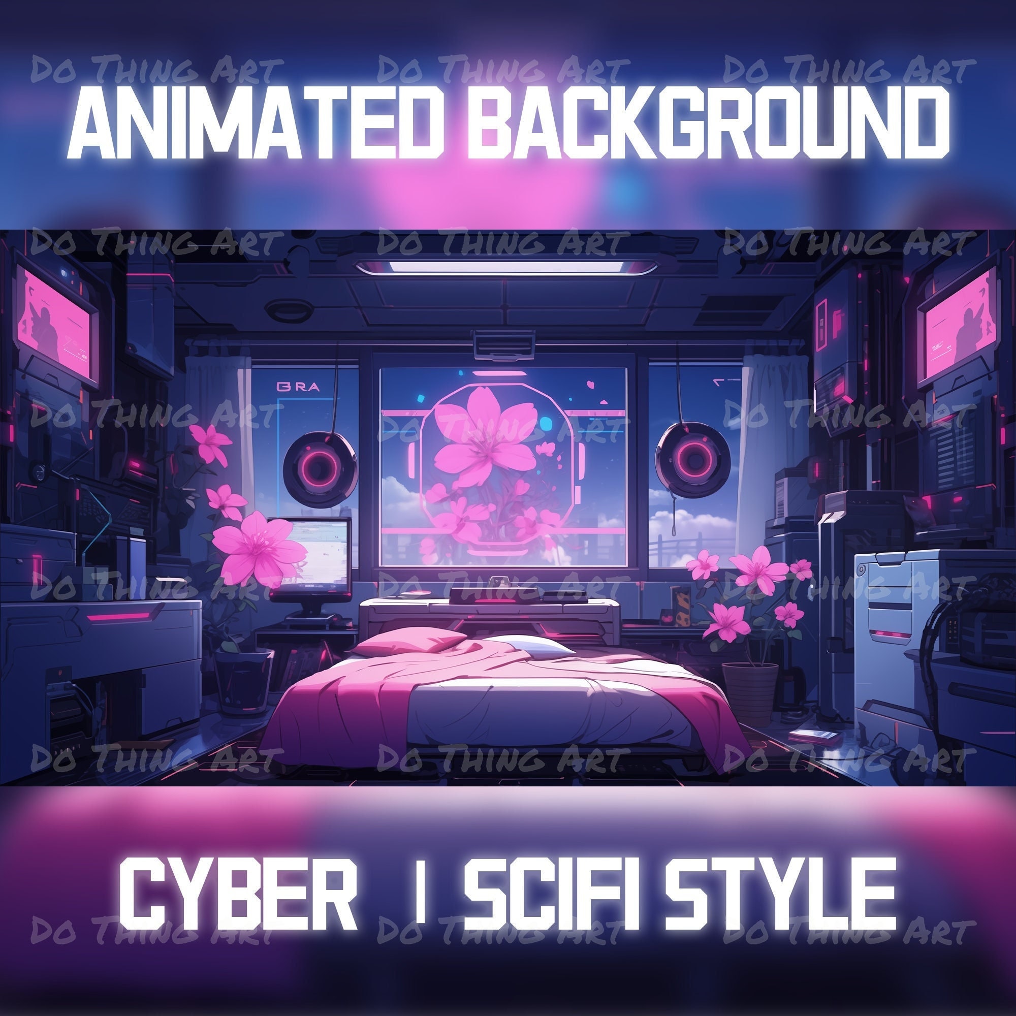 VTUBER Asset | CYBER Animated Background | Twitch Wallpaper | Stream ...
