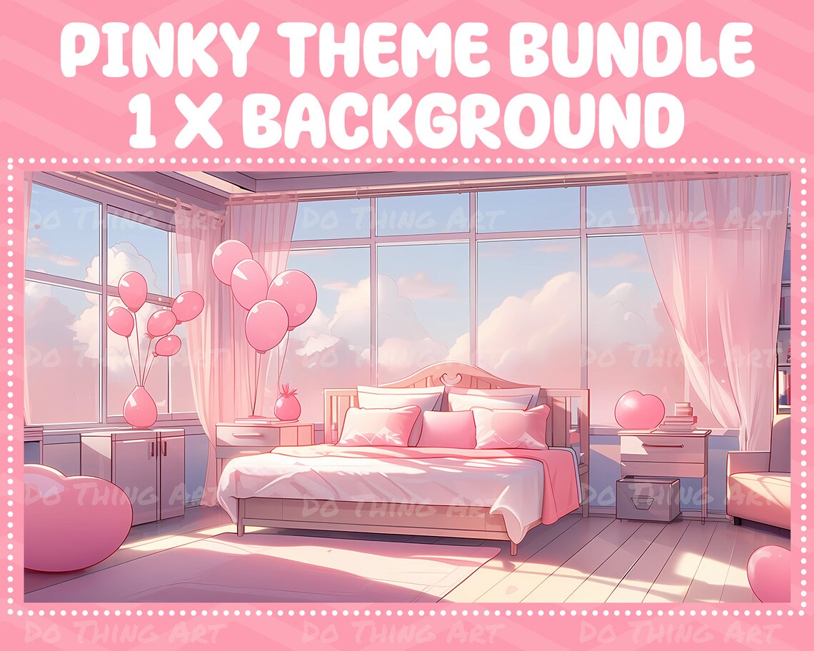 Pinky Theme Party Decoration Bundle Vtuberassets Twitch Overlay ...
