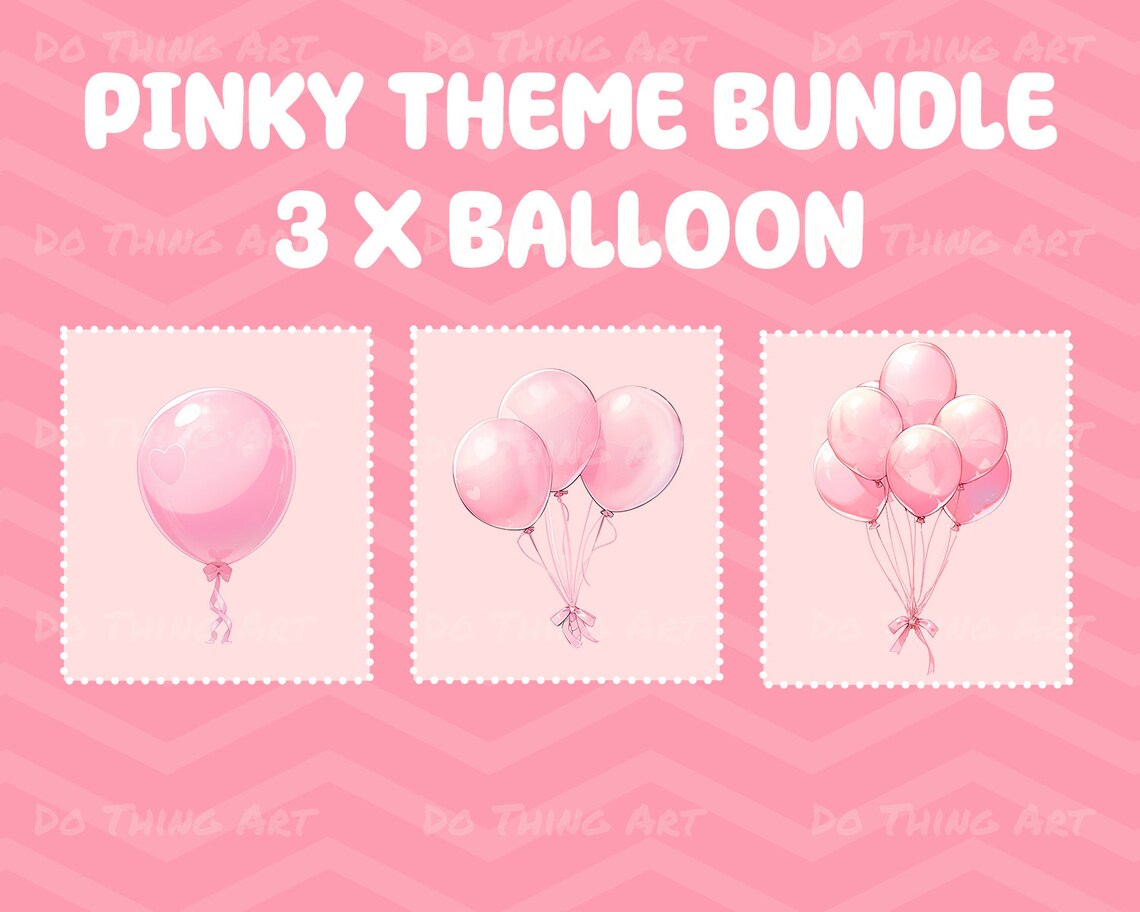 Pinky Theme Party Decoration Bundle Vtuberassets Twitch Overlay ...