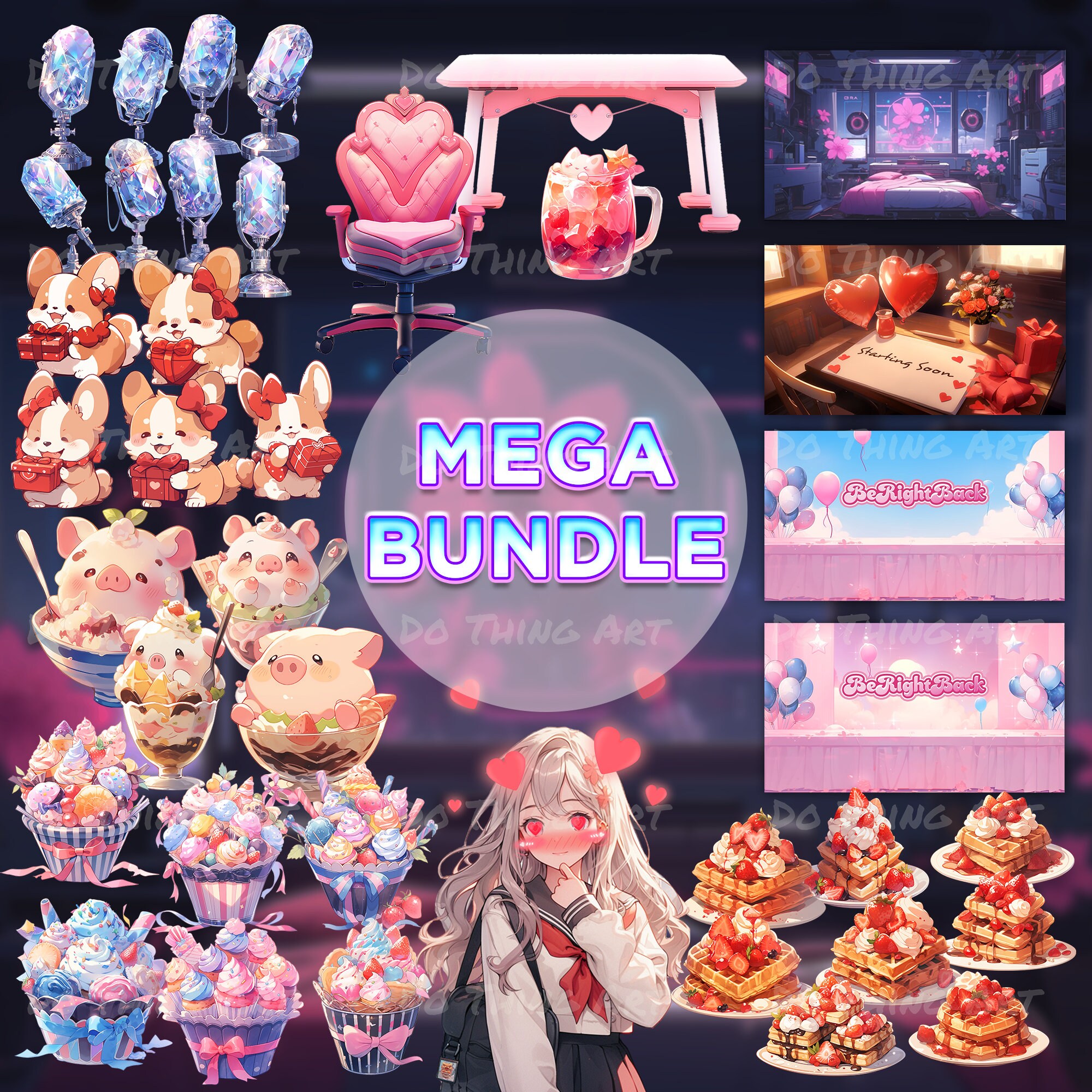 Vtuber MEGA Bundle 50 Digital Assets Twitch Vtuber Package Streaming ...