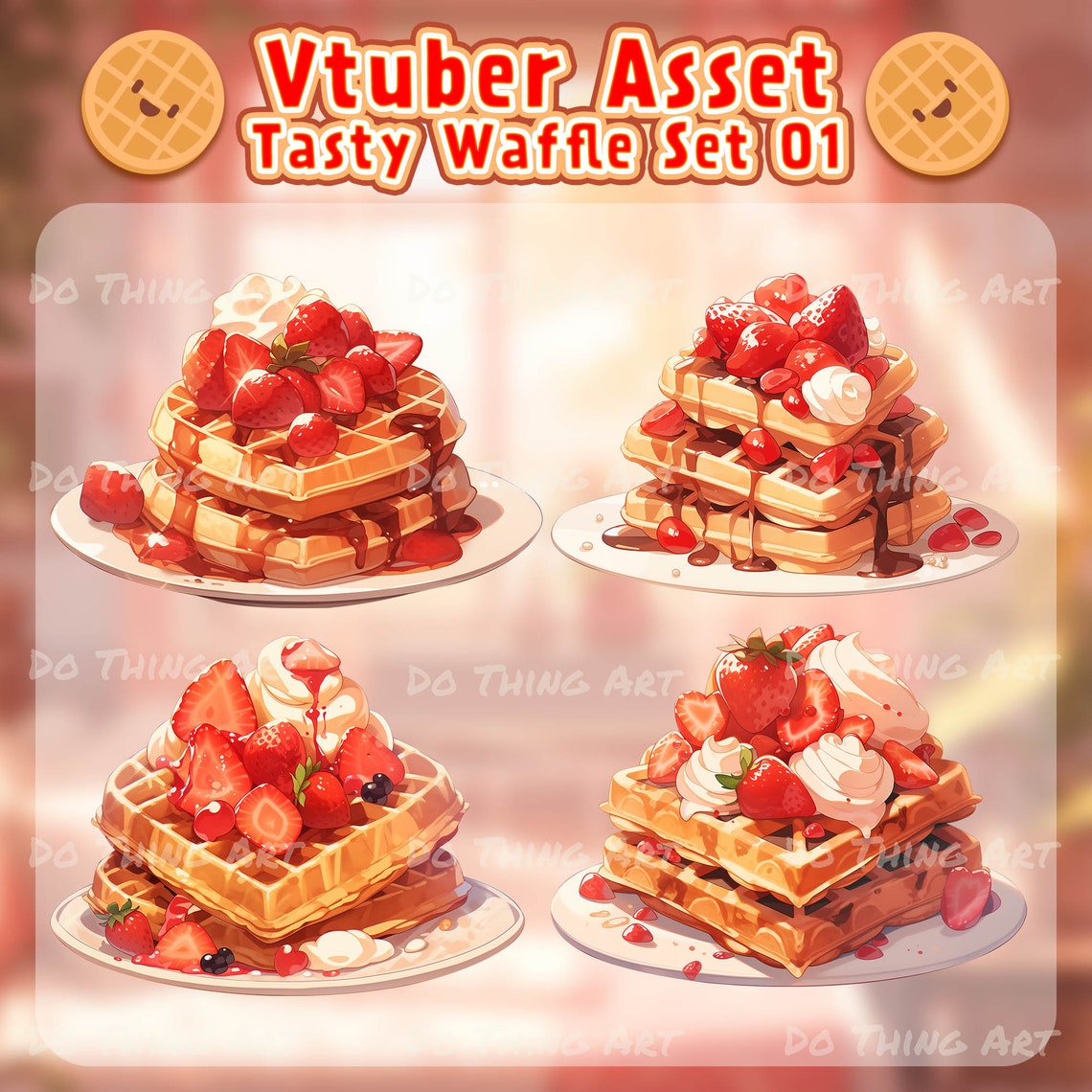 Vtuber Assets - Tasty Creamy Waffle Fruit | Pngtuber | Transparent ...
