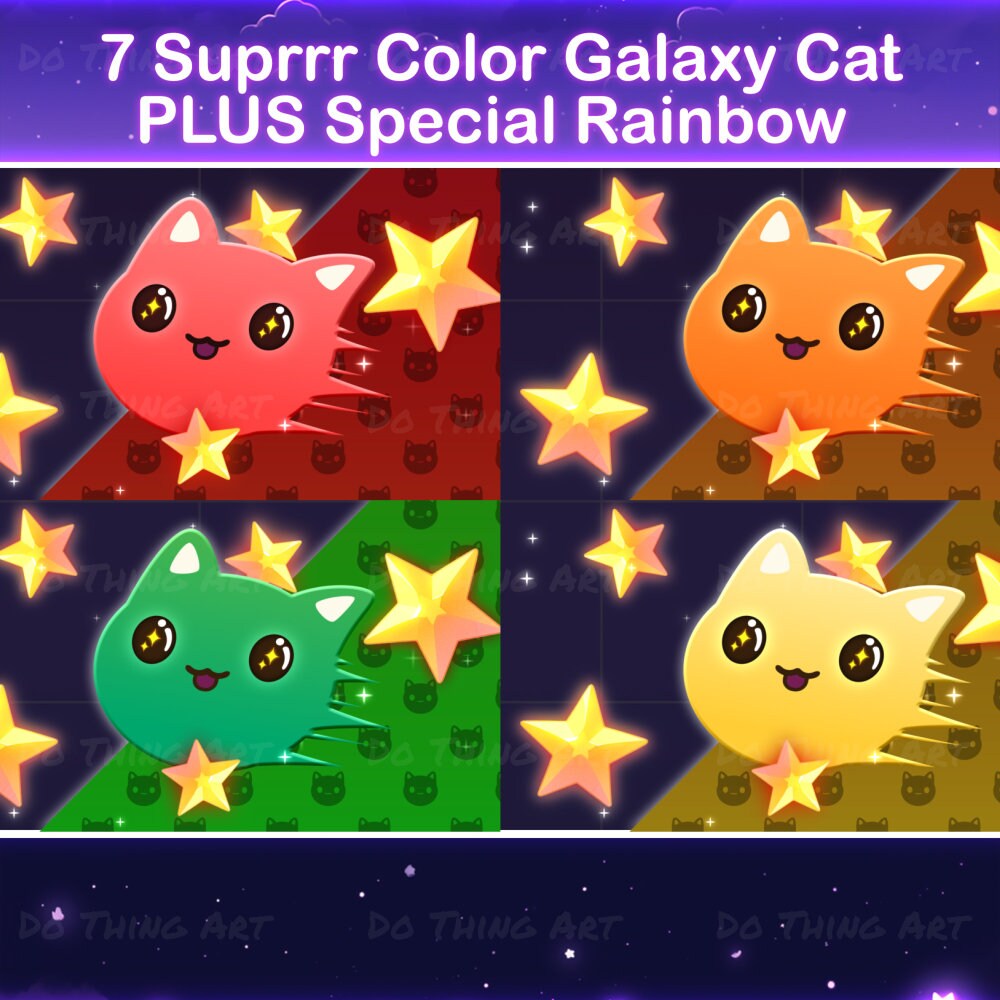 Rainbow Galaxy Cat Stream Transition | 7 Suprrr Cat Twitch Assets | OBS ...