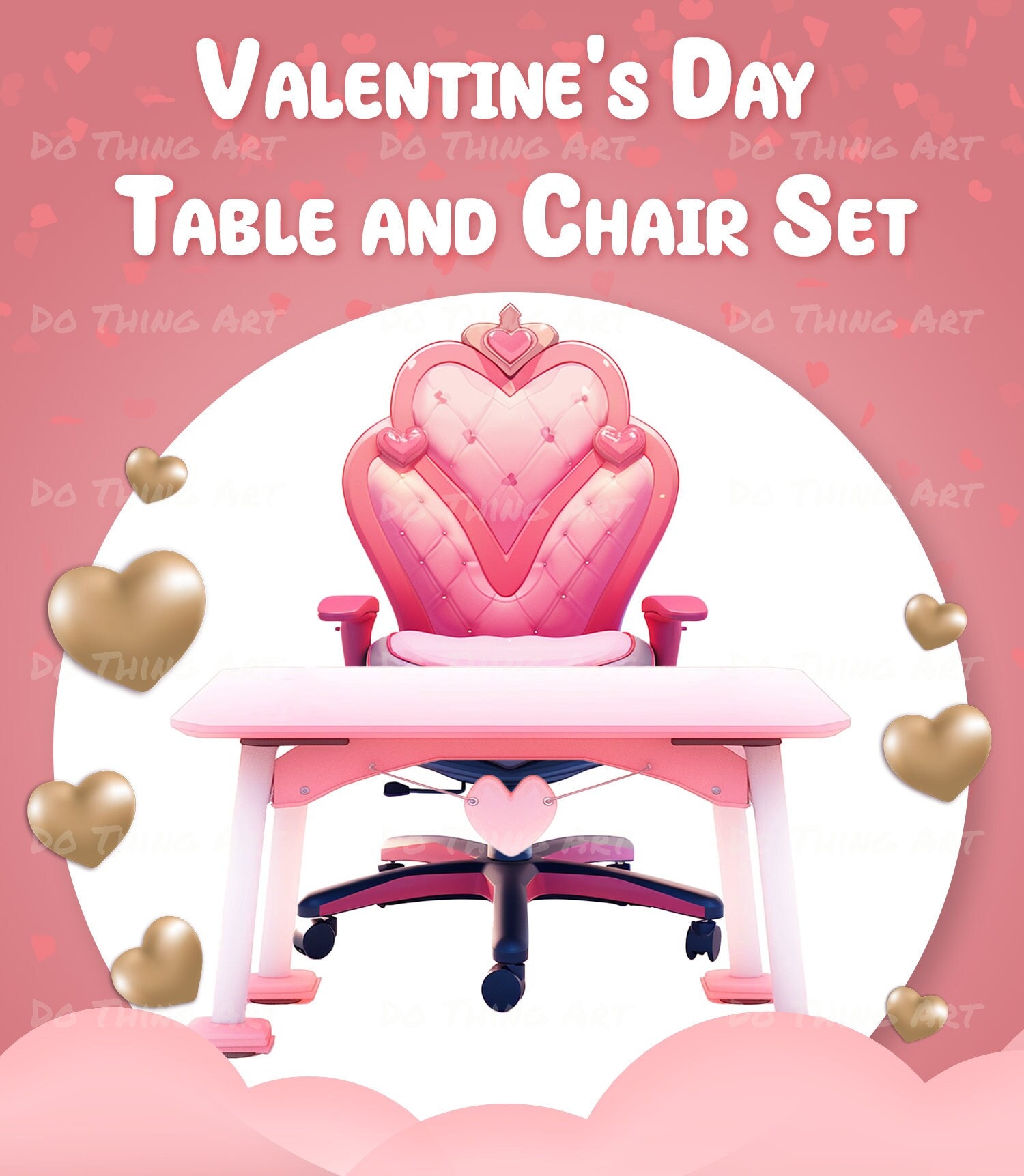 Vtuber Assets Valentine Table and Chair Pinky Kawaii Furniture Cute ...