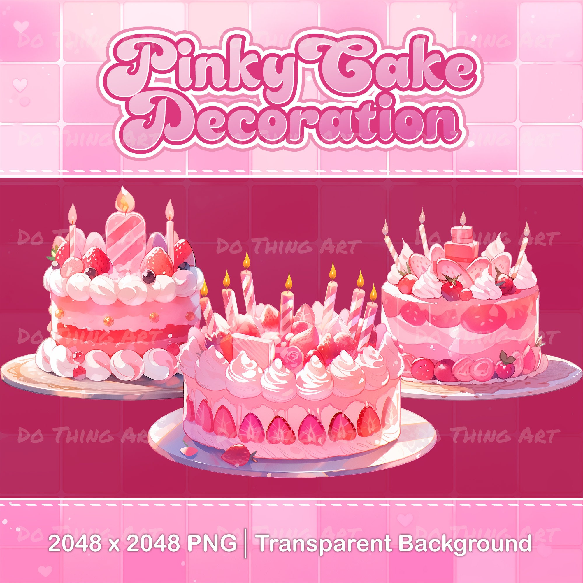 Vtuber Assets | Animated Kawaii Pinky Cake | Animated Birthday ...