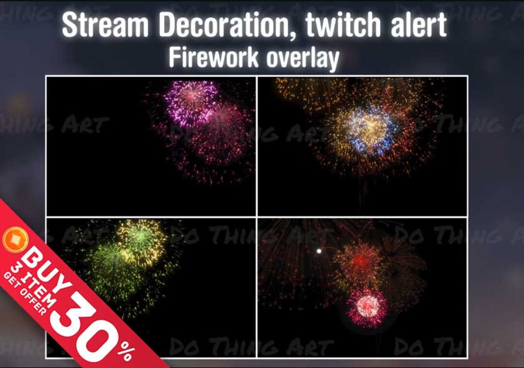 Vtuber New Year's Eve Fireworks Overlay Party Decoration Streamer Decor ...