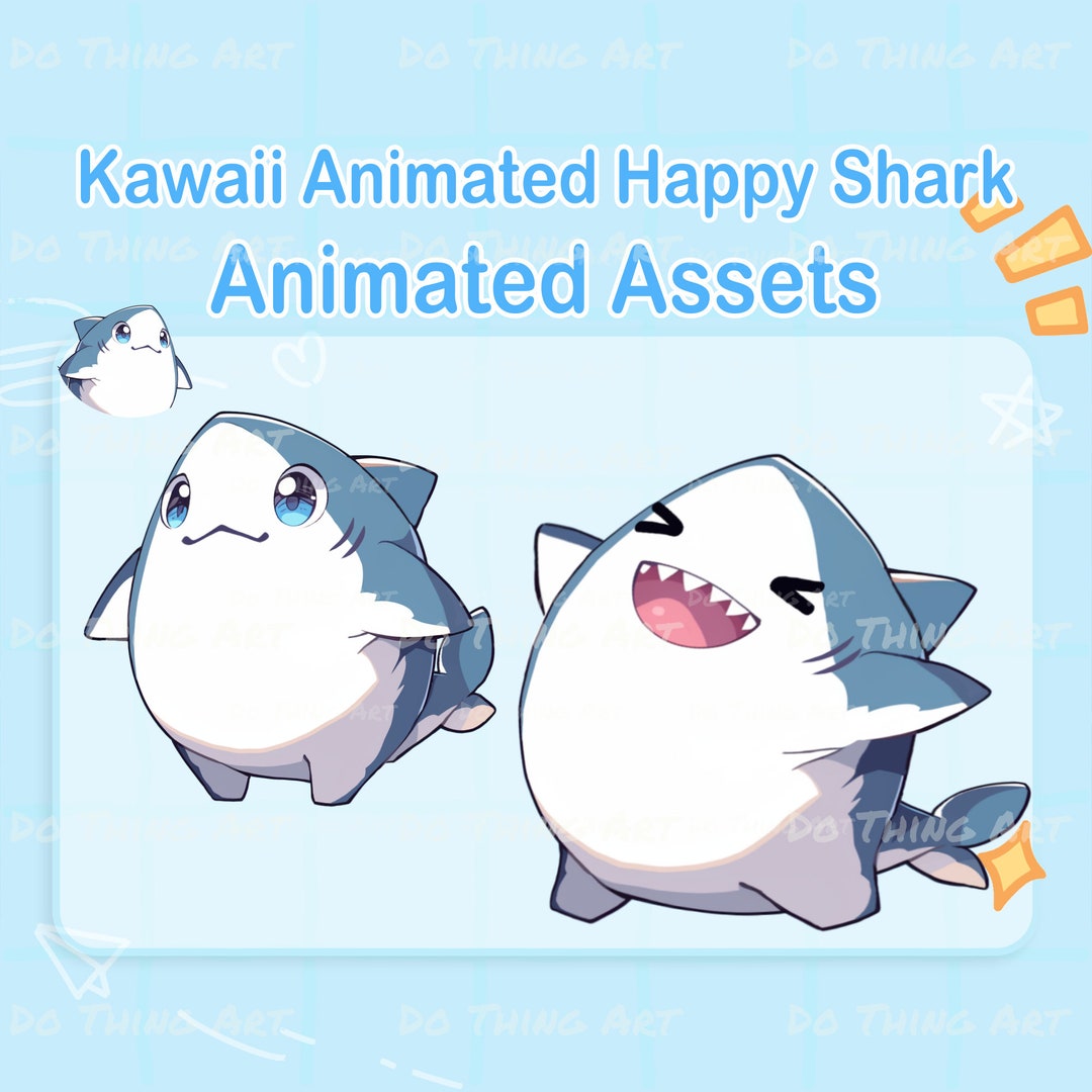 Animated Kawaii Shark Vtuber Overlay: Chibi Twitch Decor (WEBM) - Etsy