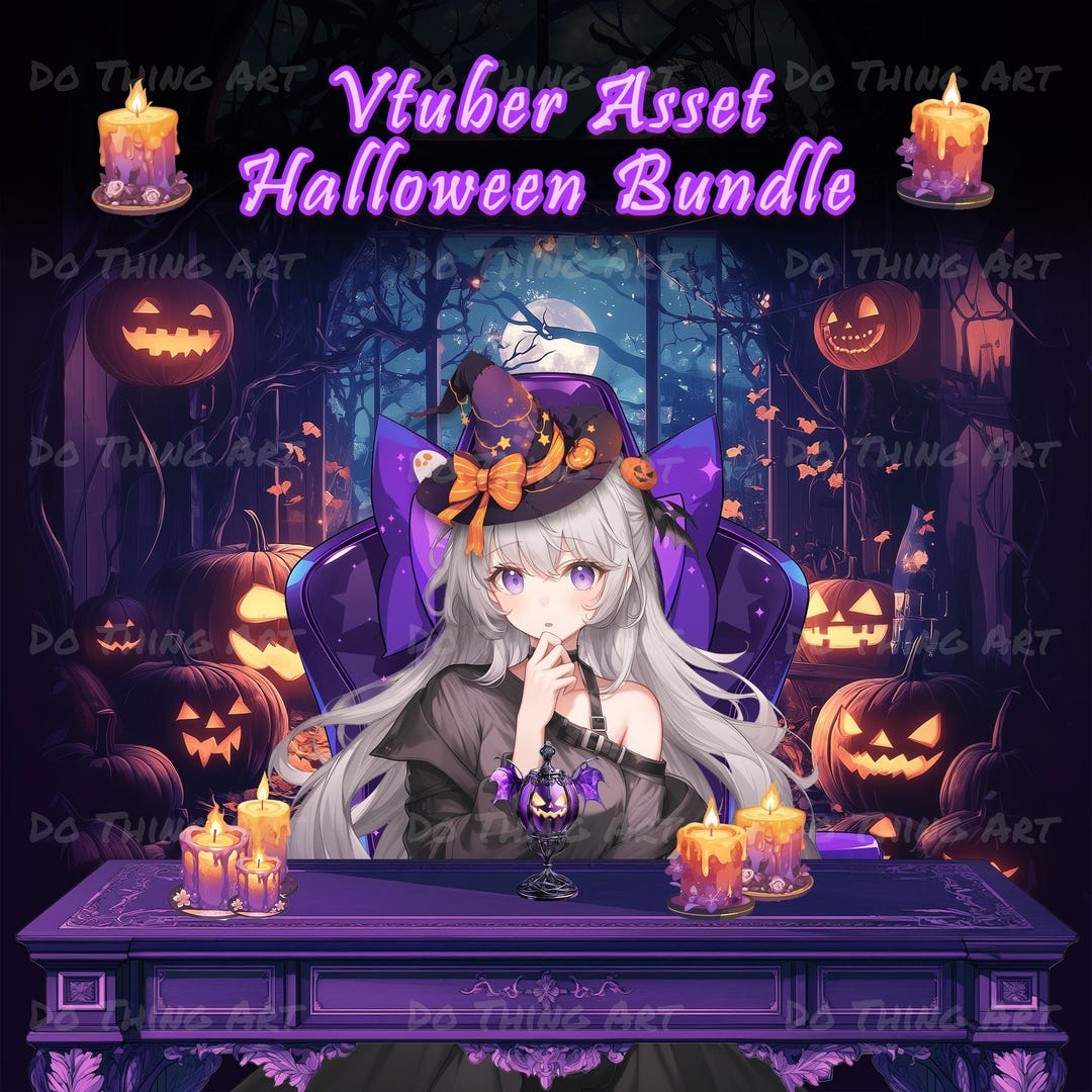 Vtuber Halloween Asset Bundle: Animated Backgrounds, Props (PNG & MP4 ...