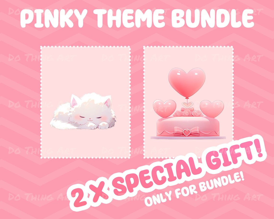 Pinky Theme Party Decoration Bundle Vtuberassets Twitch Overlay ...