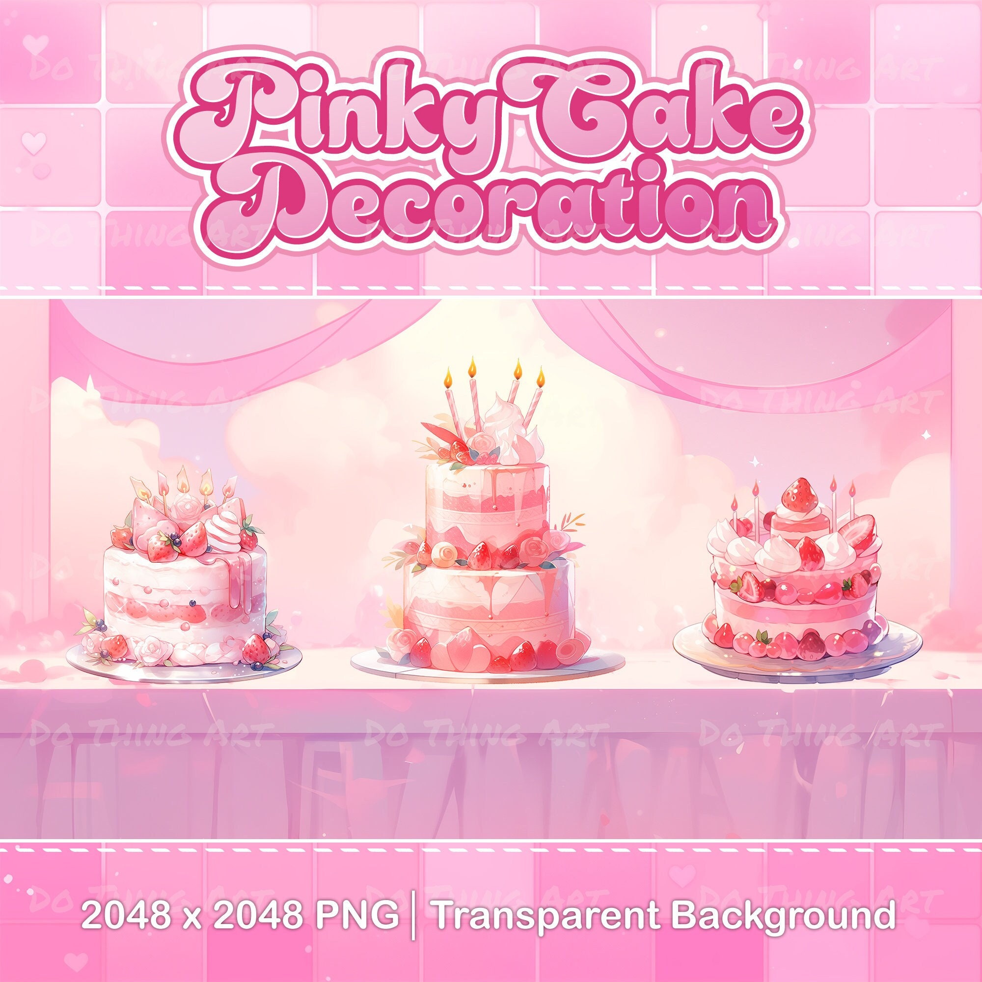 Vtuber Assets | Animated Kawaii Pinky Cake | Animated Birthday Decoration | Valentine's Day Gift ...