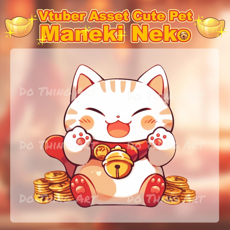 Vtuber Asset Maneki Neko Decoration | Chinese New Year Theme | Festive ...